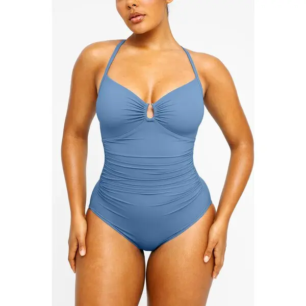 SHAPELLX U-ring Cut Out Shaping Swimsuit - Sky Blue