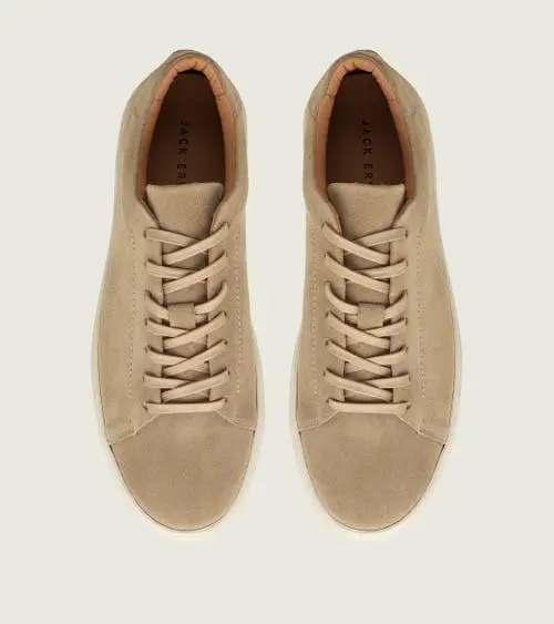 Jack Erwin Wesley Suede Leather Low-top Sneakers - Sand Suede