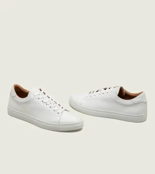 Jack Erwin Wesley Suede Leather Low-top Sneakers - White Leather