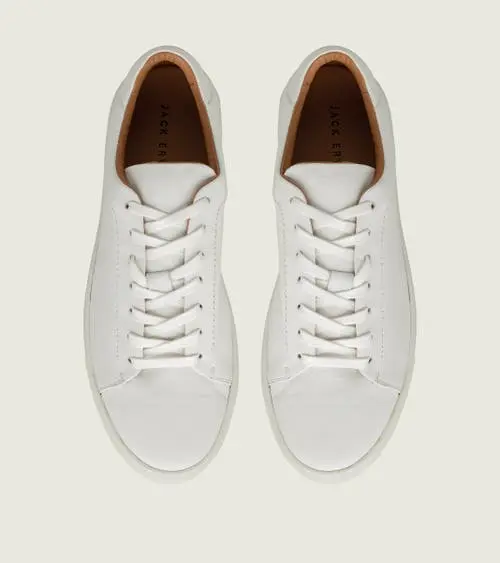 Jack Erwin Wesley Suede Leather Low-top Sneakers - White Leather