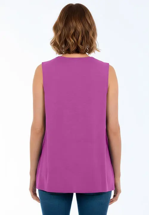 JESSICA LONDON Sleeveless Cutout Knit Tunic - Deep Orchid