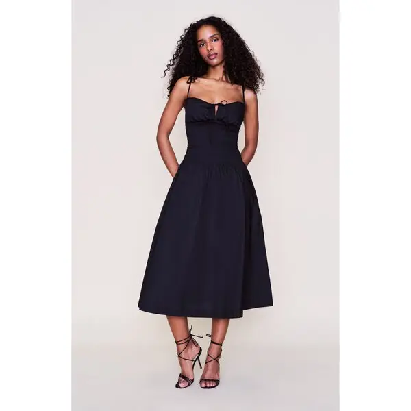 GUIZIO Lura Midi Dress - Black