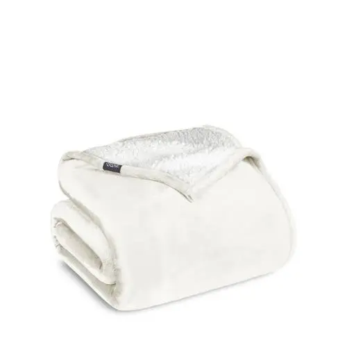 BARE HOME Reversible Plush Fleece Blanket - Cream