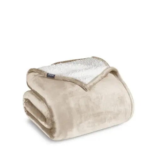 BARE HOME Reversible Plush Fleece Blanket - Oyster
