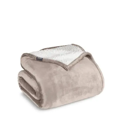 BARE HOME Reversible Plush Fleece Blanket - Pebble