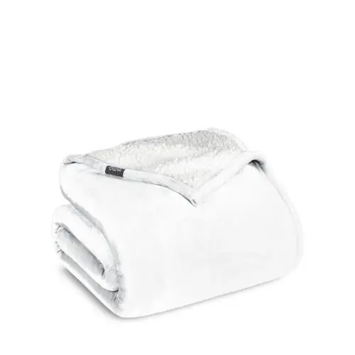 BARE HOME Reversible Plush Fleece Blanket - White