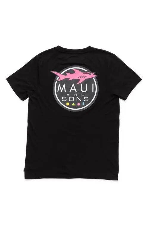 MAUI & SONS Shark Logo Graphic T-shirt - Black