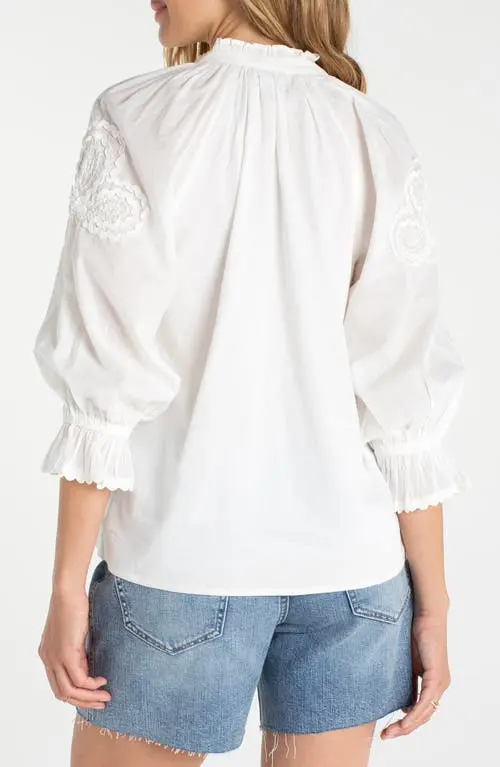LIVERPOOL Rickrack Trimmed Button-down Cotton Top