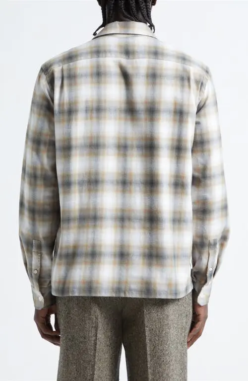 JW Anderson Gradient Check Brushed Flannel Button-up Shirt - Biscuit