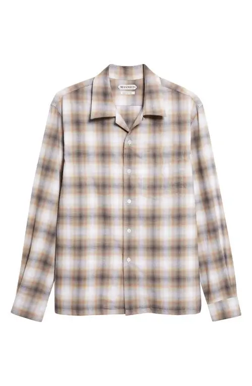 JW Anderson Gradient Check Brushed Flannel Button-up Shirt - Biscuit