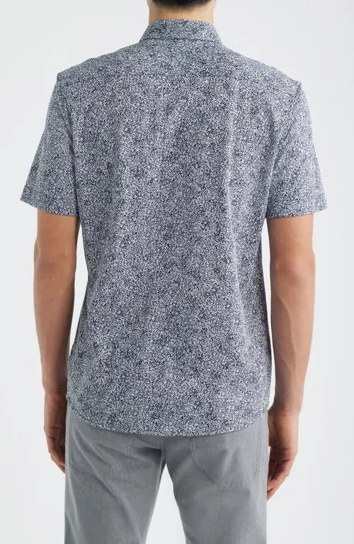 BOSS Roan Slim Fit Short Sleeve Button-up Shirt - Dark Blue Multi