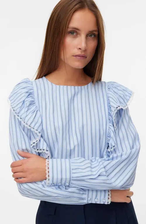 Vero Moda Fanni Embroidered Trim Ruffle Top