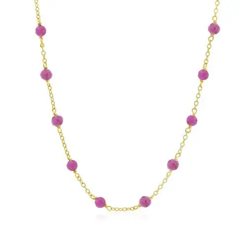 THE LOVERY 14k Yellow Gold Bead Chain Necklace - Ruby