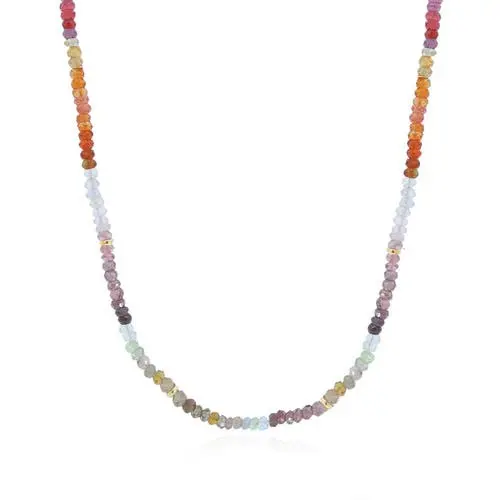 THE LOVERY FINE JEWELRY 14k Yellow Gold Sapphire Bead Necklace - Tundra Garnet