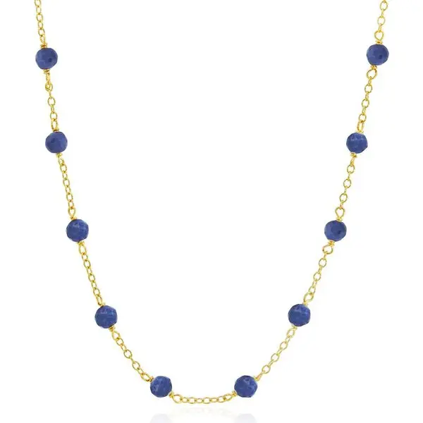 THE LOVERY Sapphire Bead Chain Necklace - Blue Sapphire