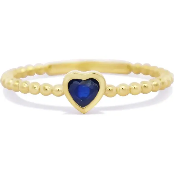 THE LOVERY FINE JEWELRY 14k Yellow Gold Bezel Heart Ring With Sapphire - Blue Sapphire