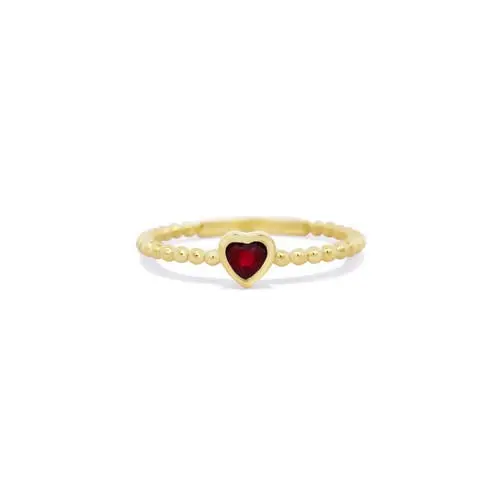 THE LOVERY FINE JEWELRY Bezel Heart Gemstone Ring - Ruby