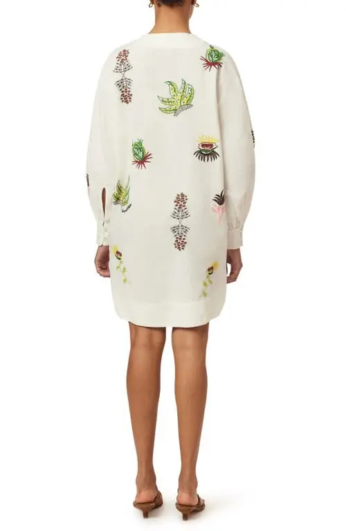 Scotch & Soda Embroidered Cotton & Linen Shift Dress