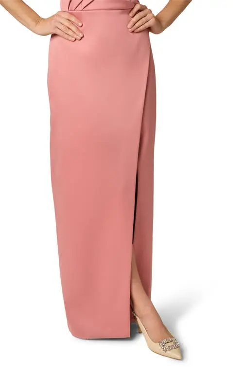 Aidan Mattox Pleated Strapless Column Gown - Rose