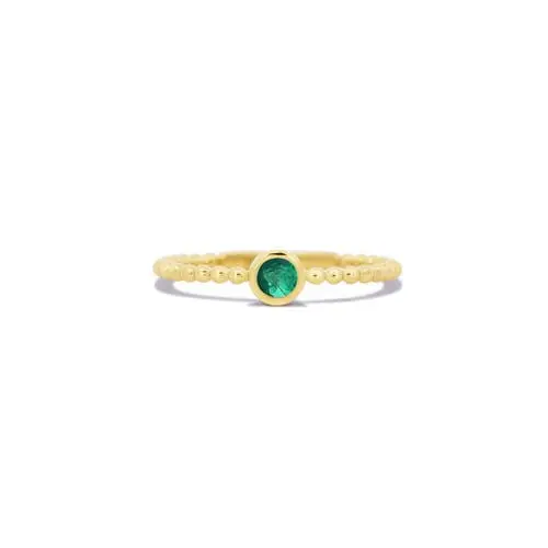 THE LOVERY FINE JEWELRY 14k Yellow Gold Beaded Ring - Emerald