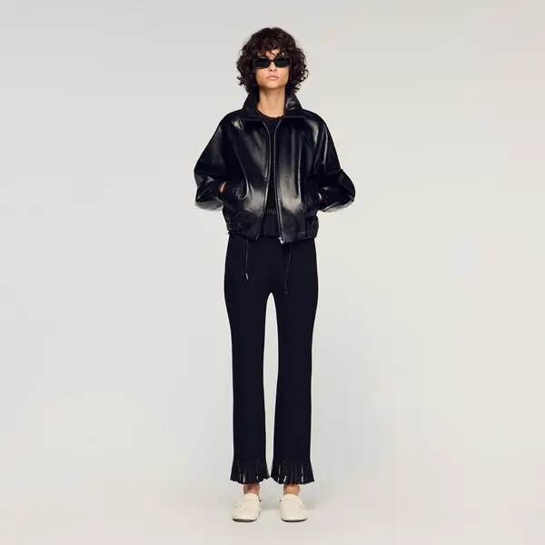 Sandro Ruffled Knit Trousers