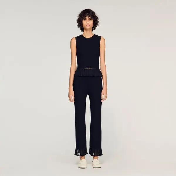 Sandro Ruffled Knit Trousers