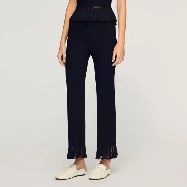 Sandro Ruffled Knit Trousers