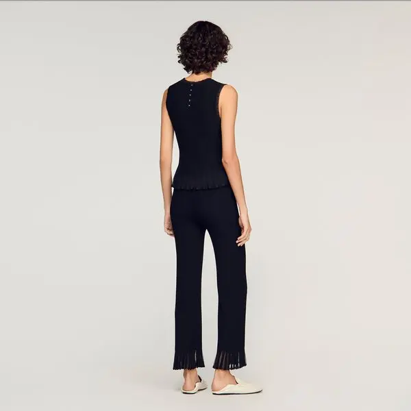 Sandro Ruffled Knit Trousers