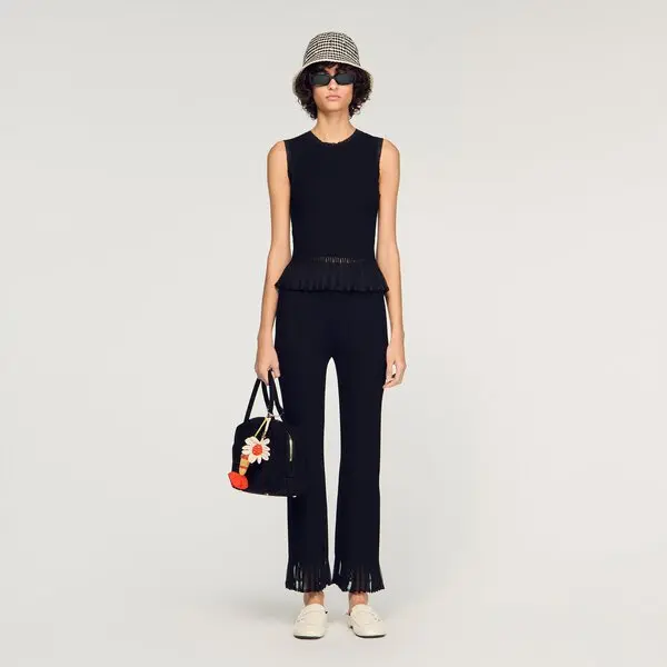 Sandro Ruffled Ottoman Knit Top