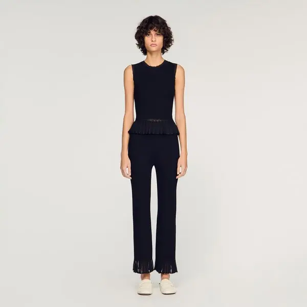 Sandro Ruffled Ottoman Knit Top