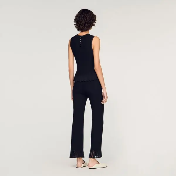 Sandro Ruffled Ottoman Knit Top
