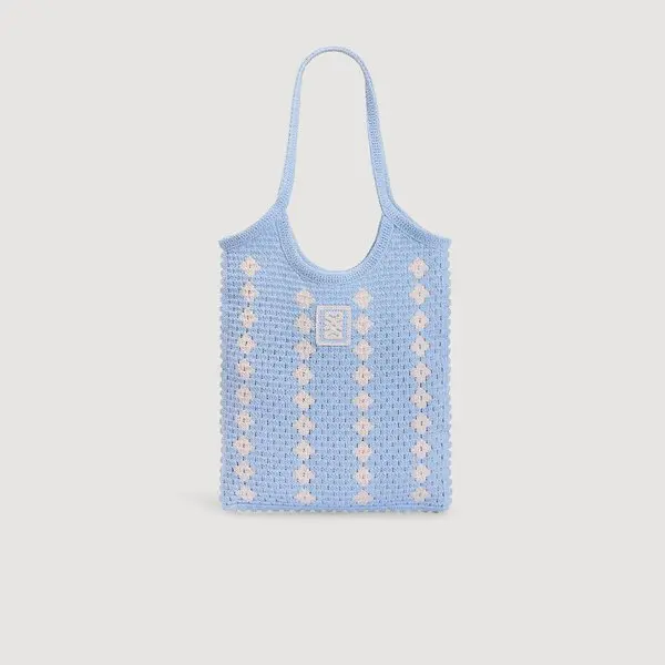 Sandro Crochet Mesh Bag - Sky Blue