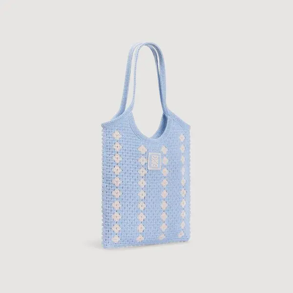 Sandro Crochet Mesh Bag - Sky Blue
