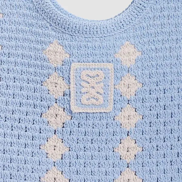 Sandro Crochet Mesh Bag - Sky Blue