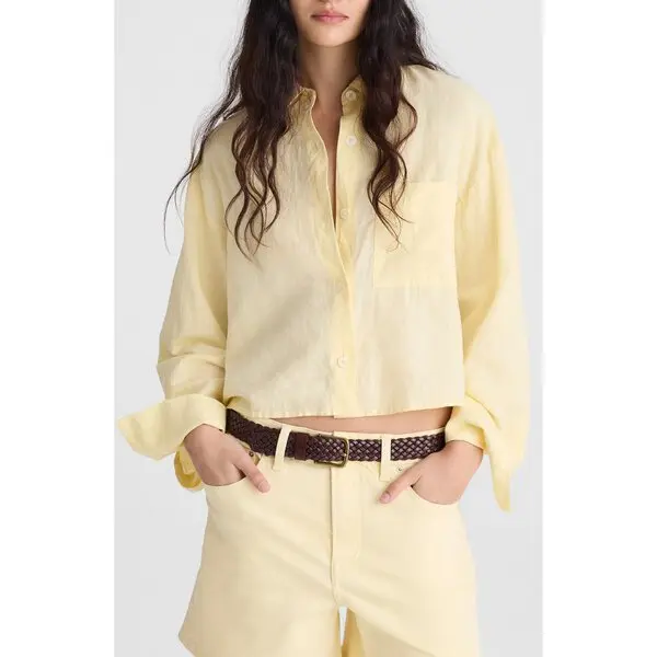 Madewell Linen & Cotton Straight Hem Shirt - Candlelight