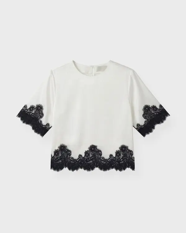 WAKAKUU Canary" Lace Trim Top - Offwhite