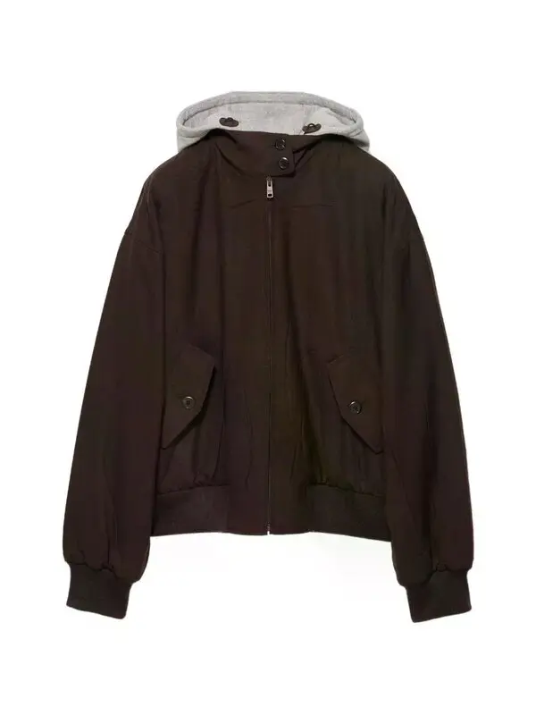 Prada Hooded Rush-stitch Jacket - Brown