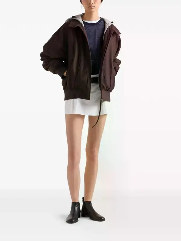 Prada Hooded Rush-stitch Jacket - Brown