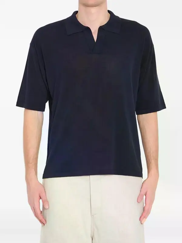 ROBERTO COLLINA Ribbed V-neck Polo Shirt