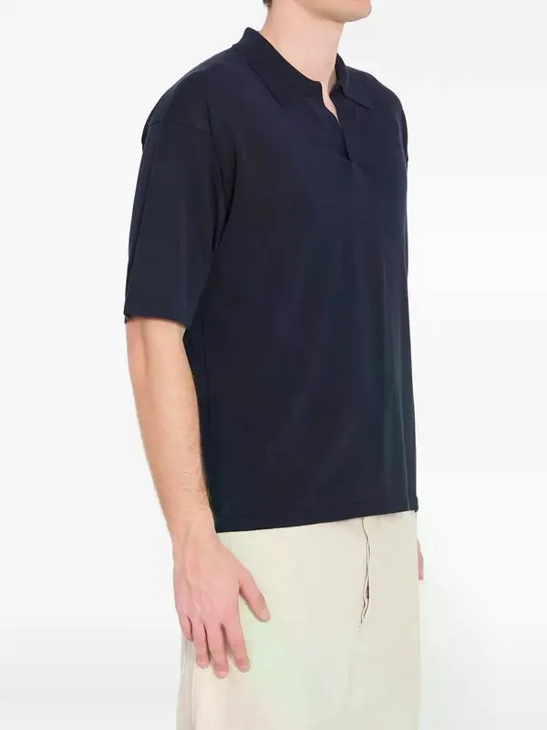 ROBERTO COLLINA Ribbed V-neck Polo Shirt