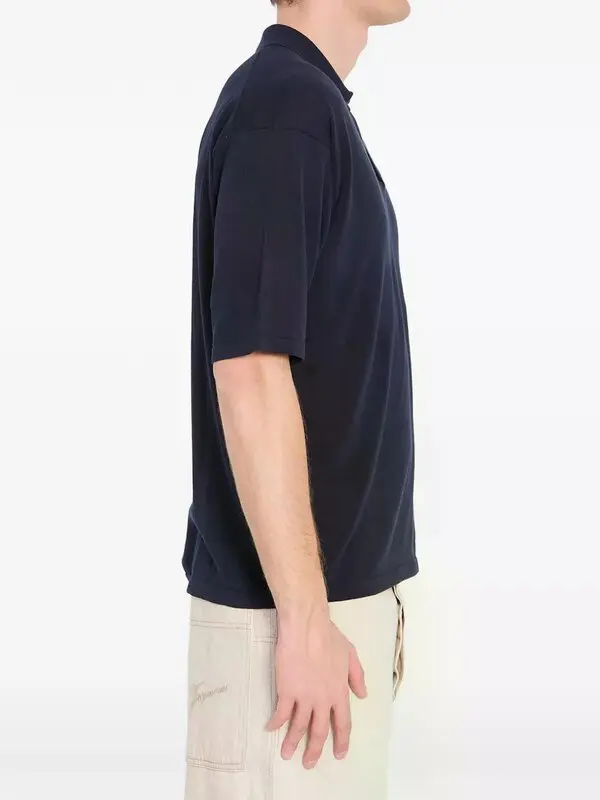 ROBERTO COLLINA Ribbed V-neck Polo Shirt