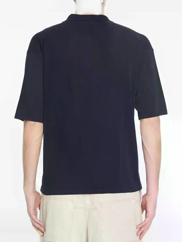 ROBERTO COLLINA Ribbed V-neck Polo Shirt