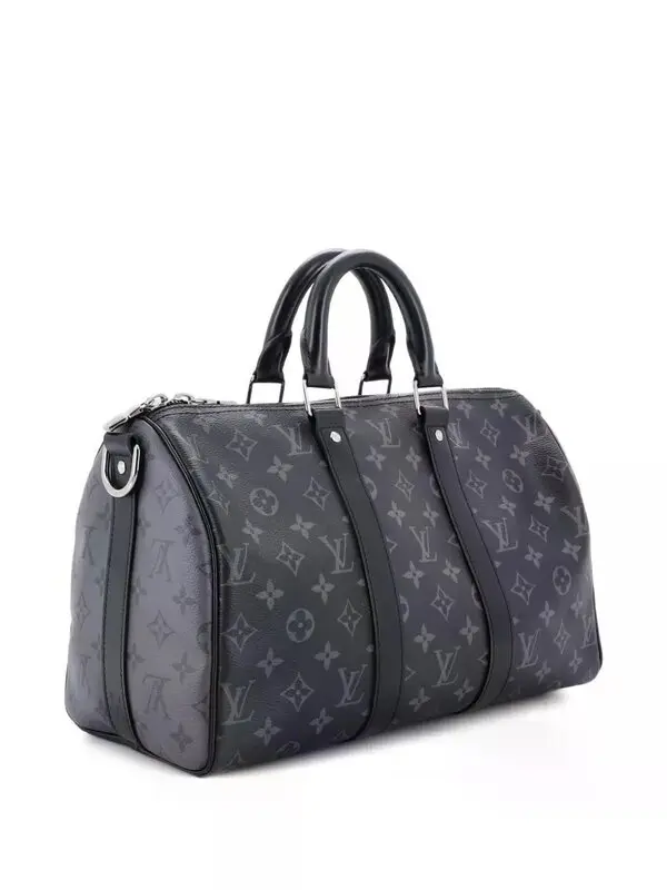 LOUIS VUITTON Keepall Bandouliere 35 Travel Bag Reverse Monogram Eclipse Canvas