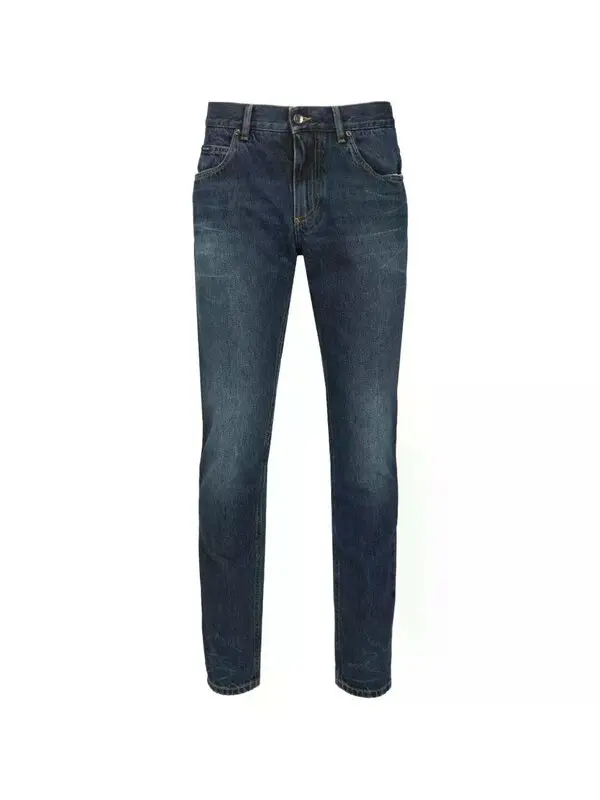 Dolce & Gabbana Metal Logo Regular Fit Denim Trousers