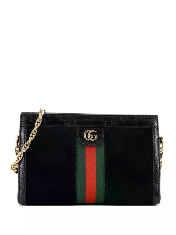 Gucci Ophidia Chain Suede Small Shoulder Bag - Black