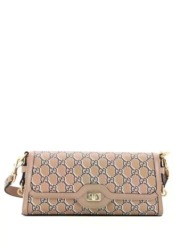 Gucci Luce Optical Gg Printed Leather Small Shoulder Bag - Brown