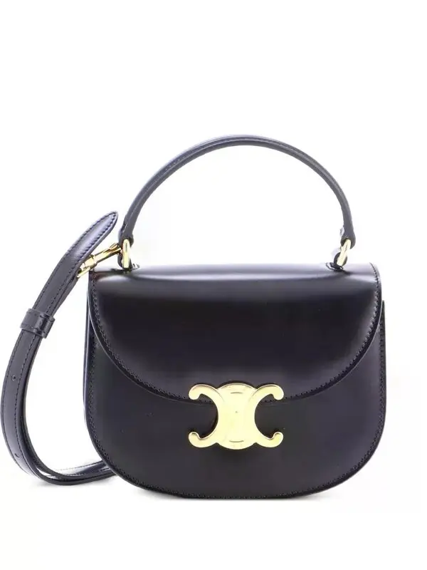 Celine Triomphe Besace Clea Top Handle Flap Bag - Black