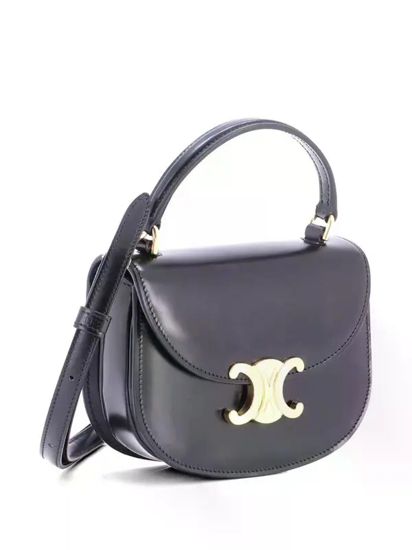Celine Triomphe Besace Clea Top Handle Flap Bag - Black