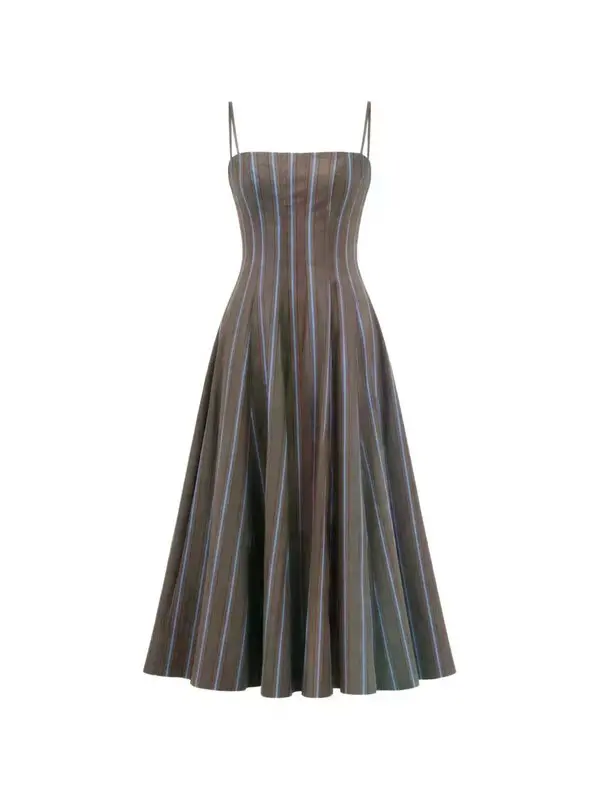 Staud Striped A-line Midi Dress
