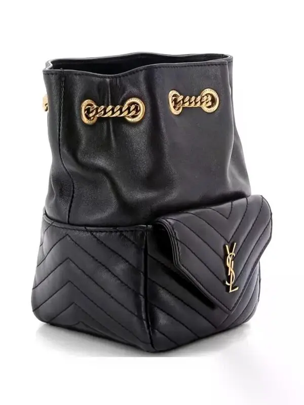 Saint Laurent Joe Matelasse Chevron Leather Mini Bucket Bag